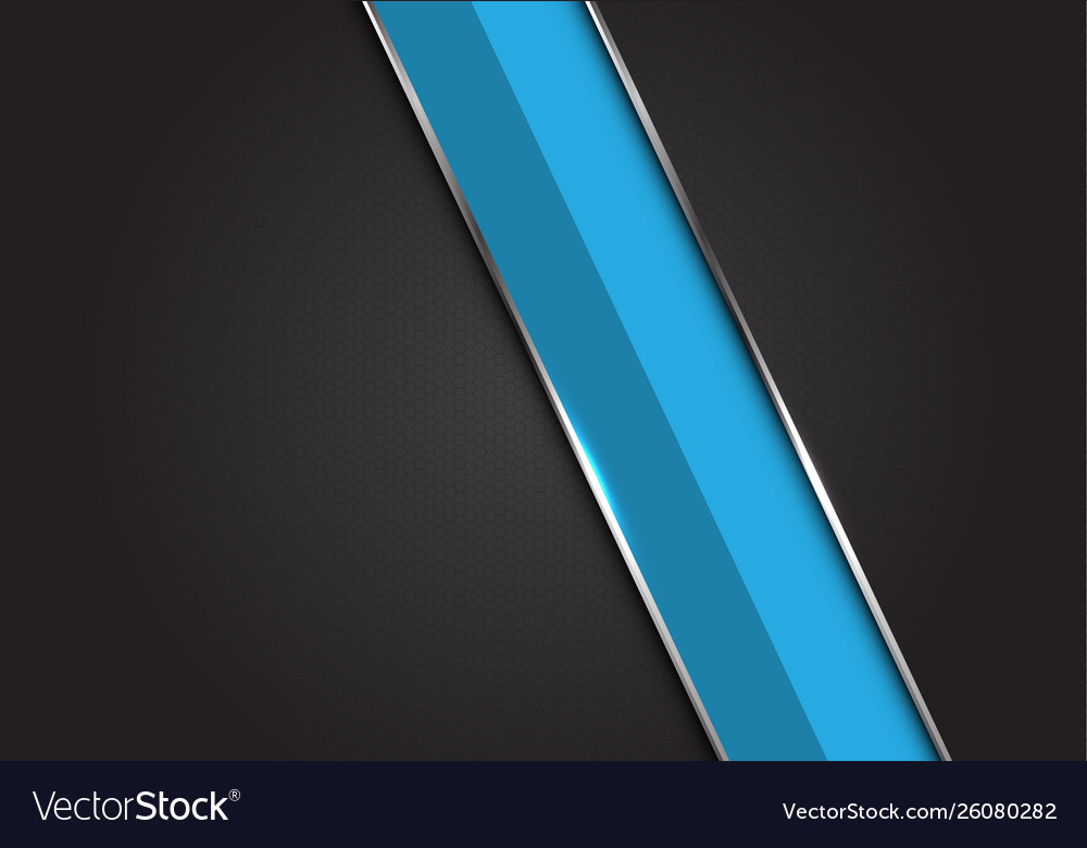Blue Silver Line Slash On Dark Grey Black Hexagon Vector Image