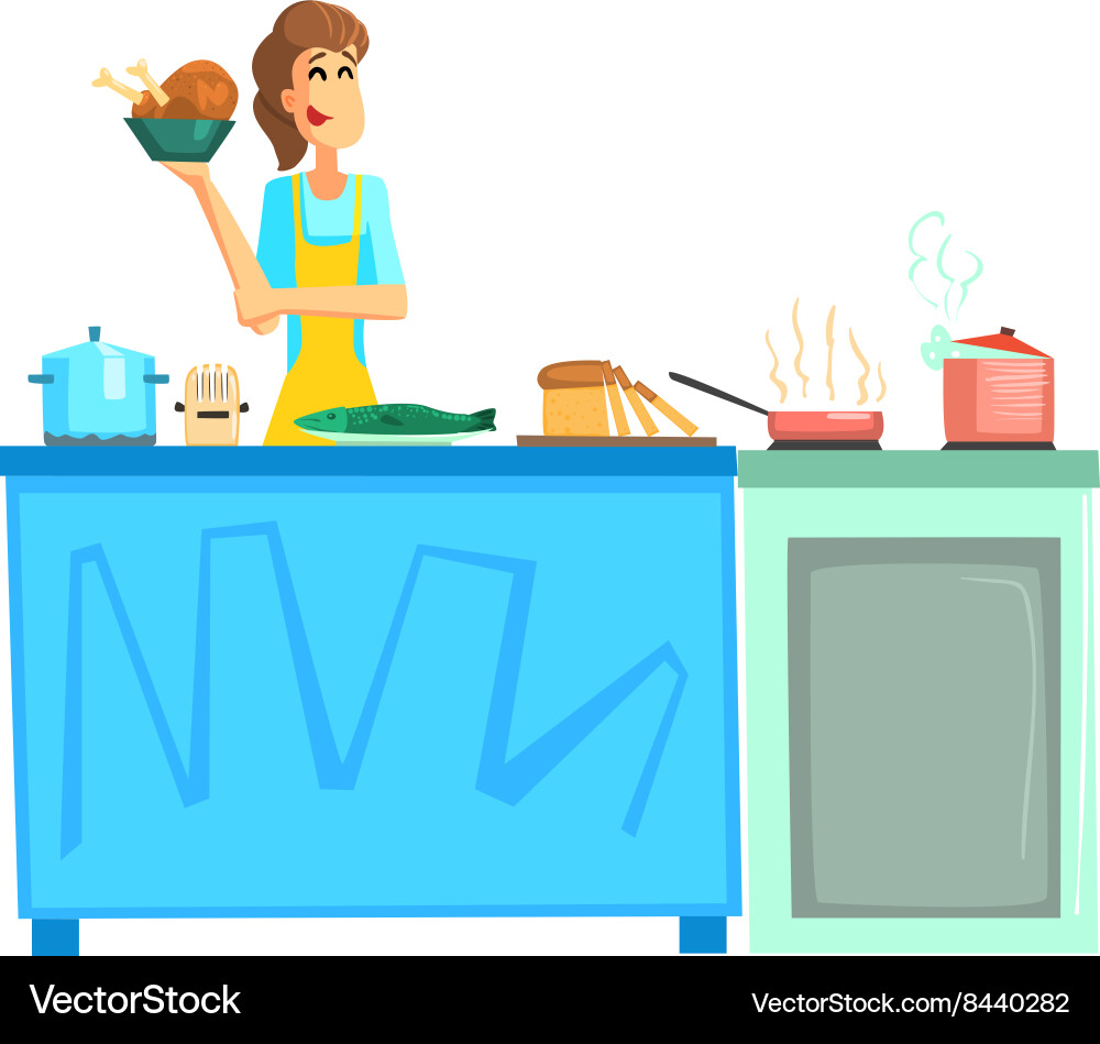 Cooking contest female participant Royalty Free Vector Image