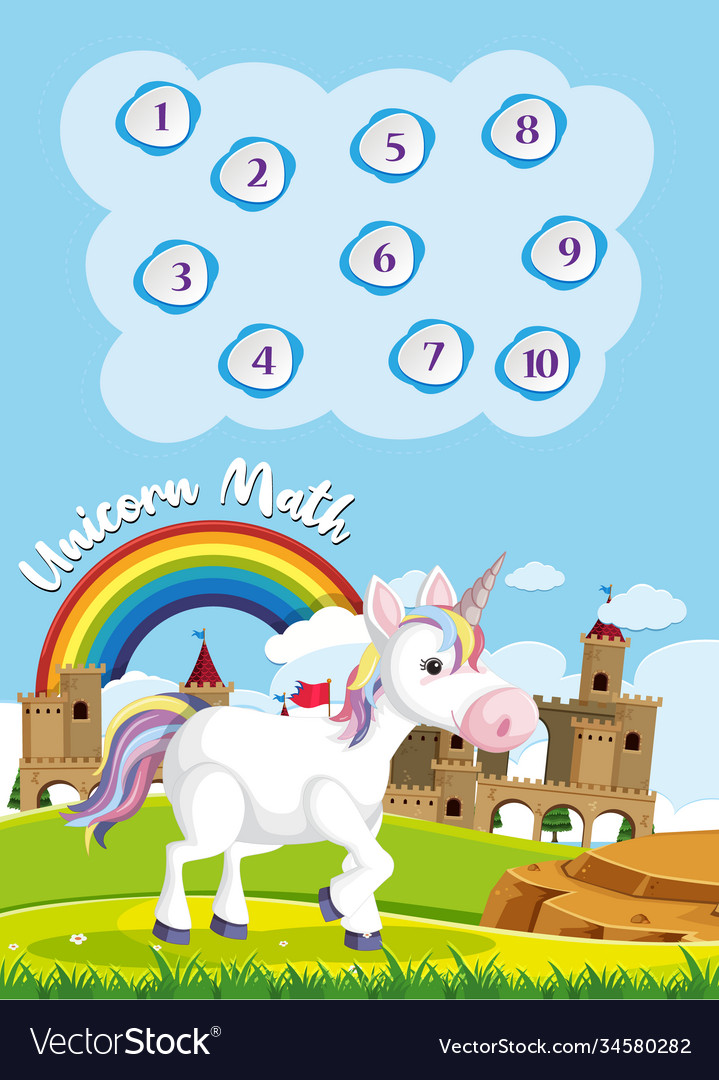 Count to ten for preschool in rainbow and unicorn Vector Image