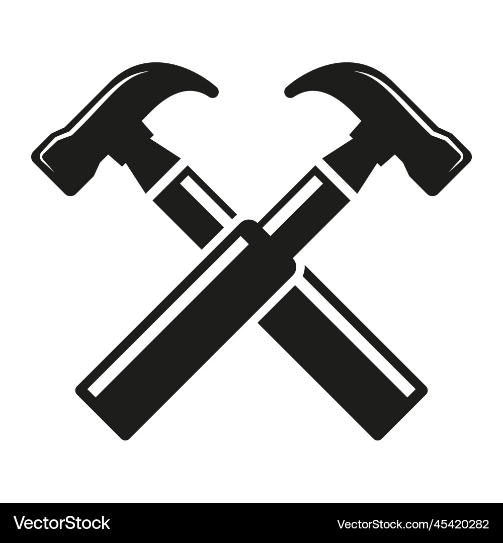 Crossed blacksmith hammer icon work repair logo Vector Image