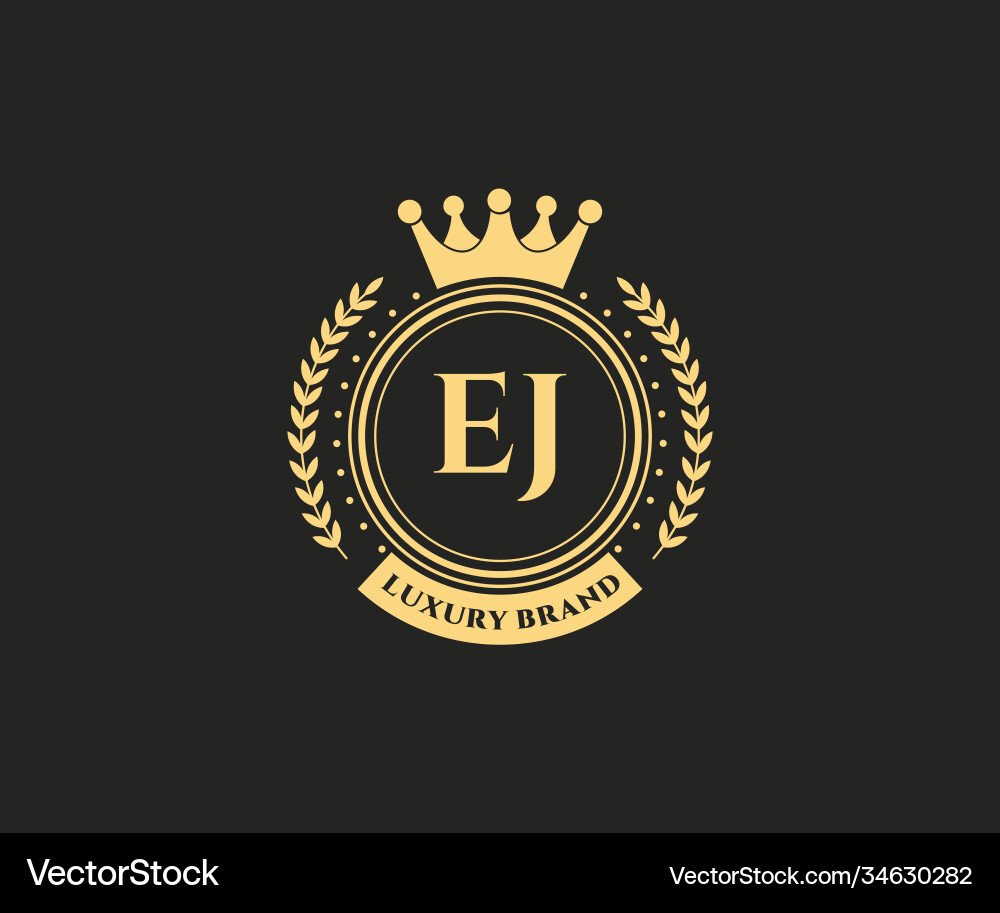 Ej initial letter gold calligraphic feminine Vector Image