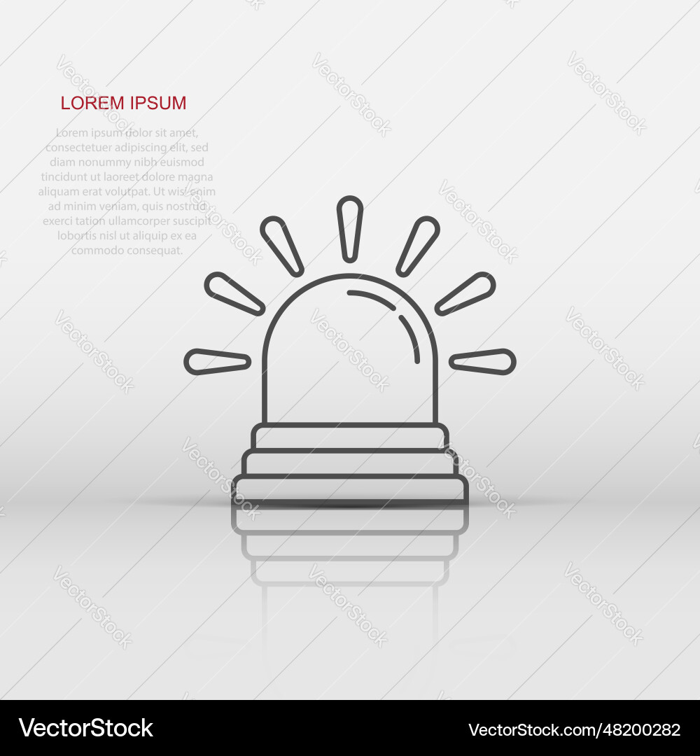 Emergency alarm icon in flat style alert lamp Vector Image