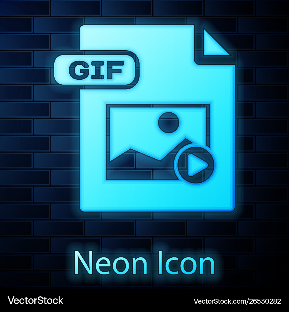 Glowing neon gif file document download gif Vector Image