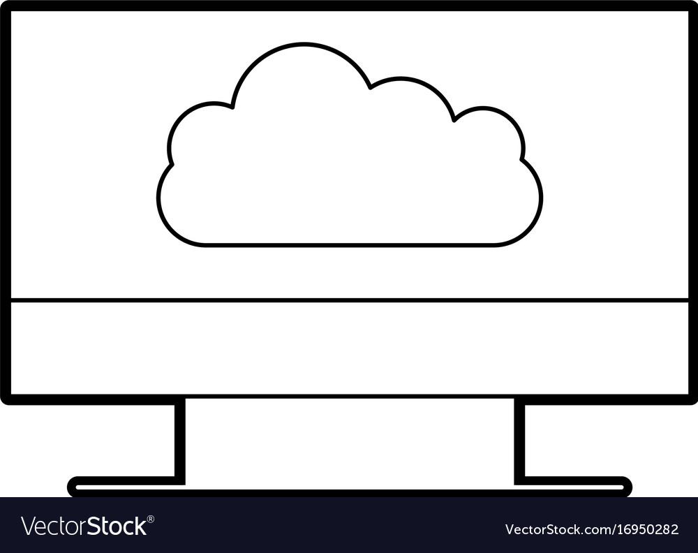 Monitor computer with cloud computing Royalty Free Vector