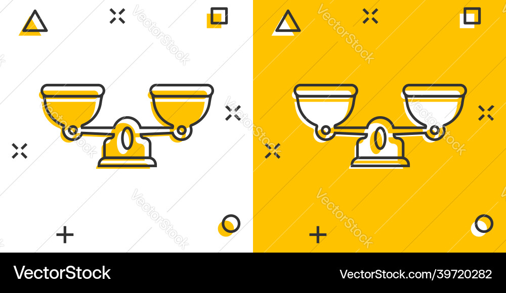 Scale balance icon in comic style justice cartoon Vector Image