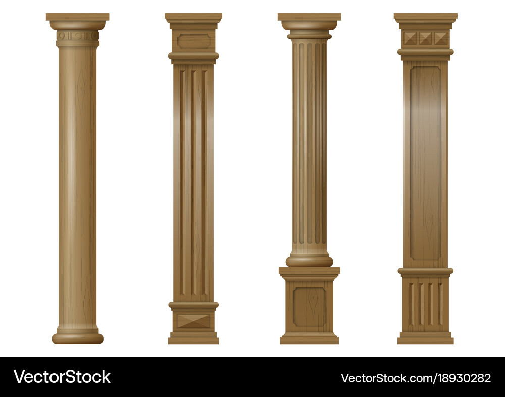 Set of classic wood columns Royalty Free Vector Image