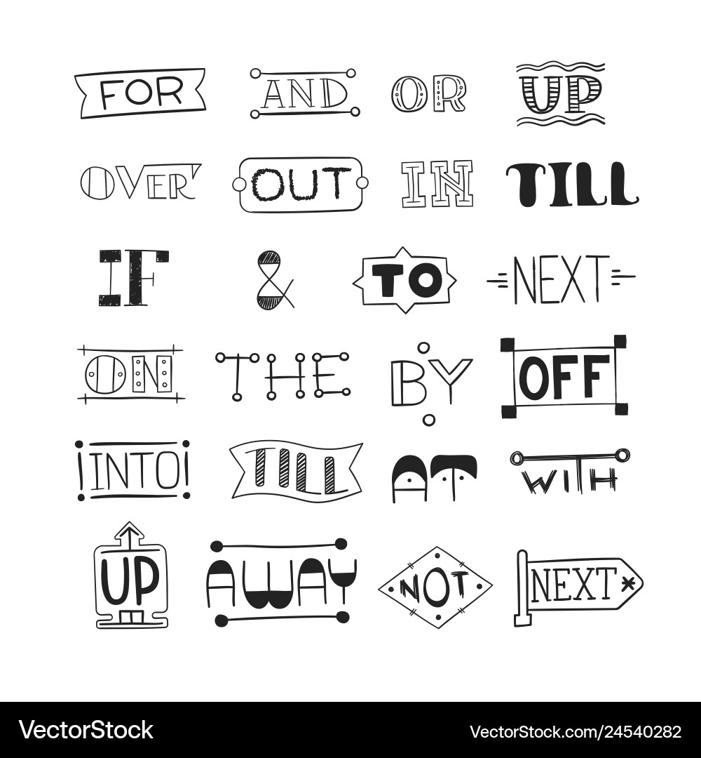 Set of hand written catchwords pretexts Royalty Free Vector
