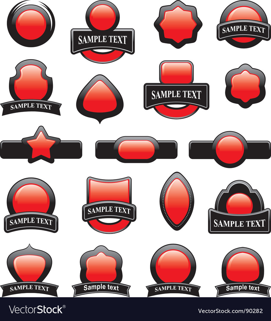 Set red button Royalty Free Vector Image - VectorStock