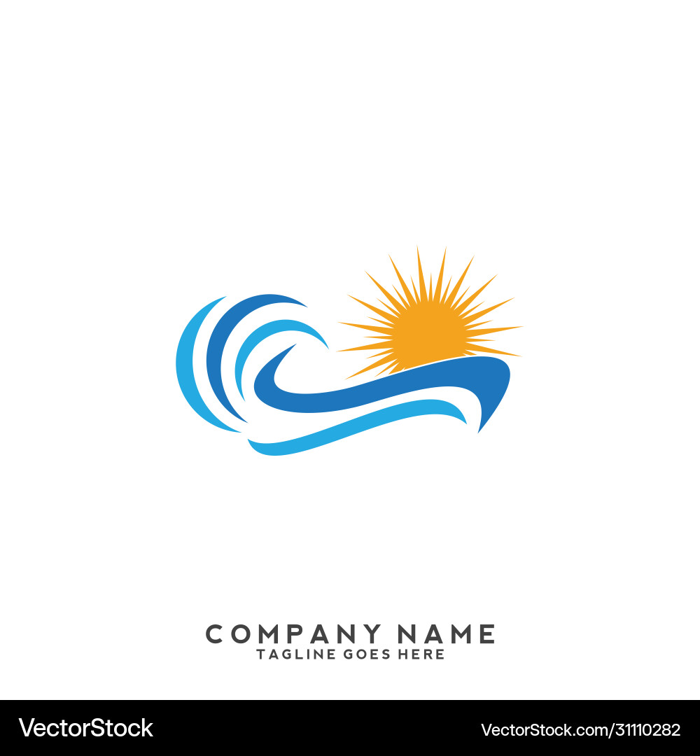 Water wave symbol and icon logo template Vector Image