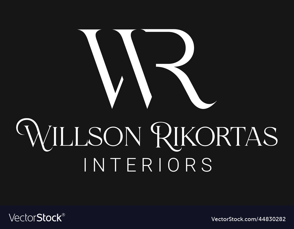 Wr name initials monogram logo template Royalty Free Vector