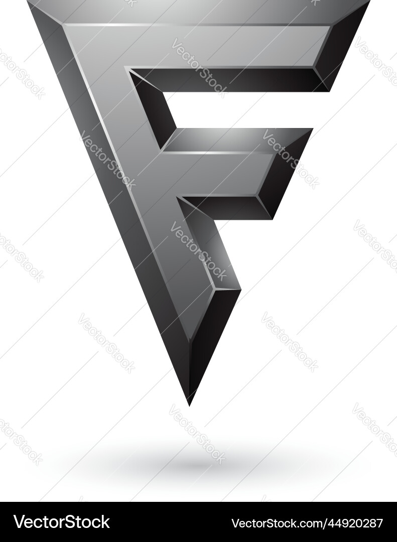 Black glossy geometrical letter f Royalty Free Vector Image