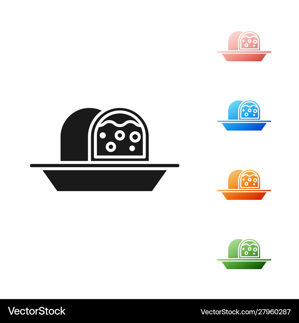Black marzipan sponge cake icon isolated on white Vector Image