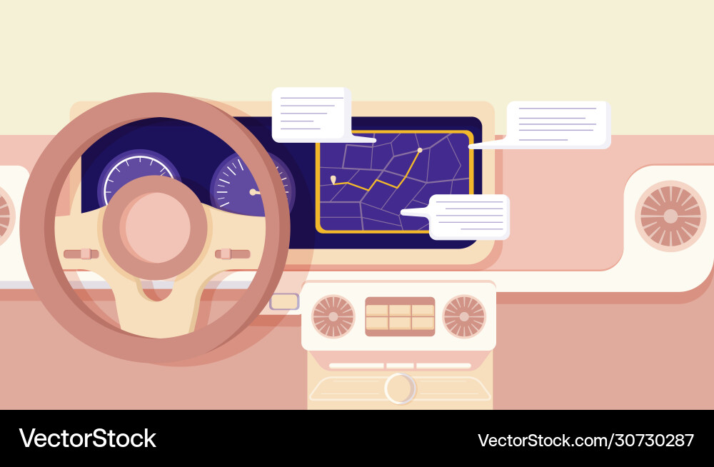 Cartoon car navigation cockpit infographic smart Vector Image
