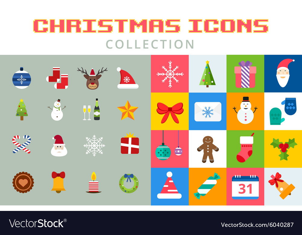 Christmas icons set Royalty Free Vector Image - VectorStock