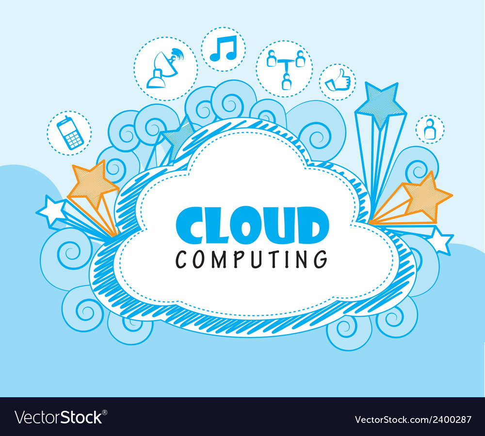Cloud computing over blue background Royalty Free Vector