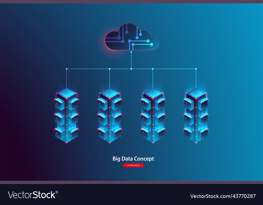 Cloud computing storage hosting services concept Vector Image