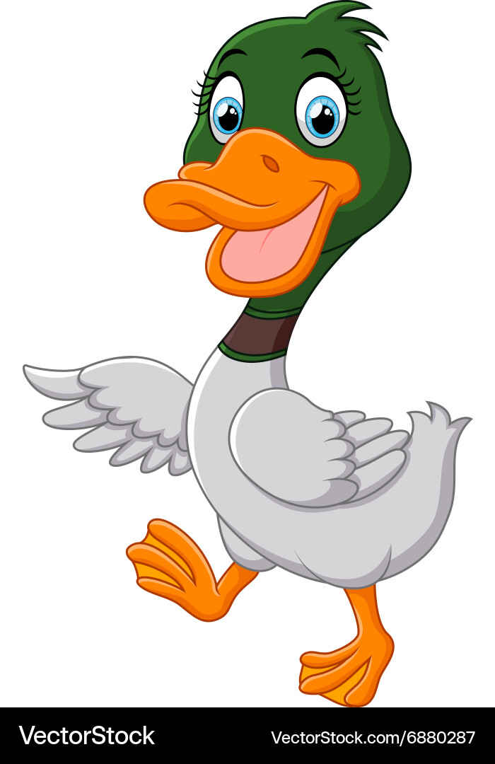 Cute baby duck waving hand Royalty Free Vector Image