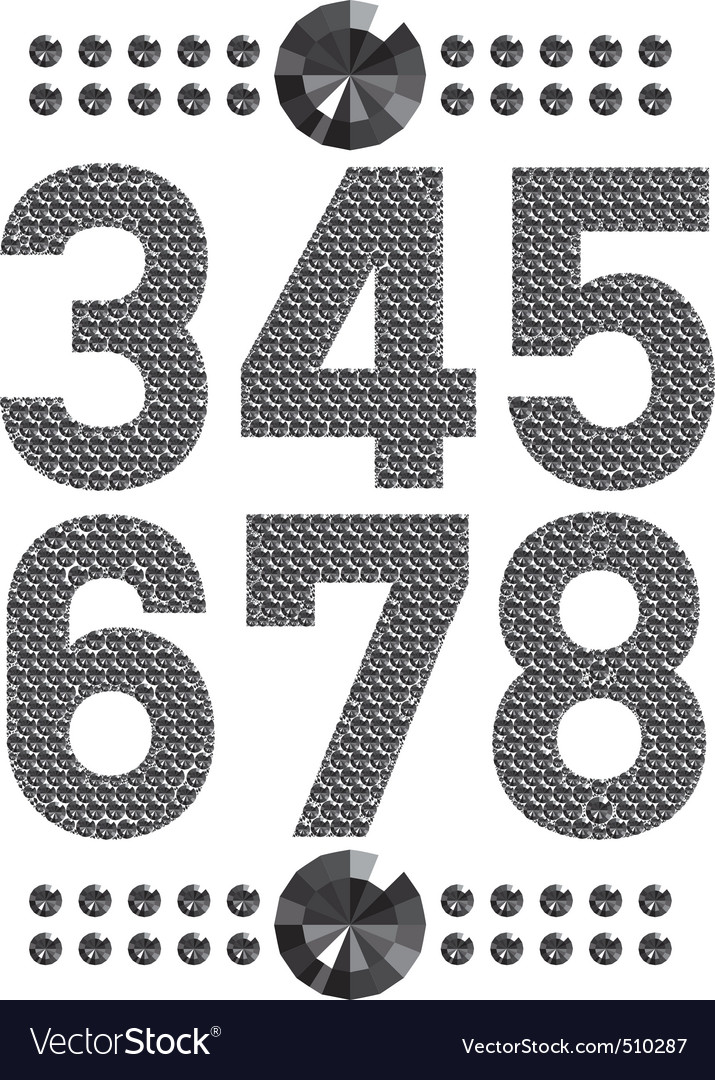 Diamond letters and numbers big small Royalty Free Vector