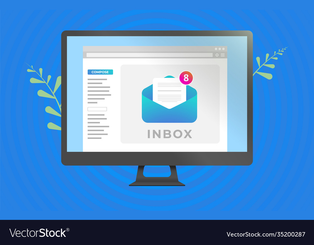 Email inbox message interface on computer Vector Image