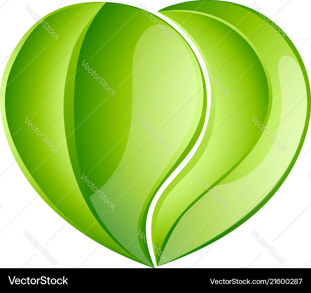 Environmental charity love leaf heart Royalty Free Vector
