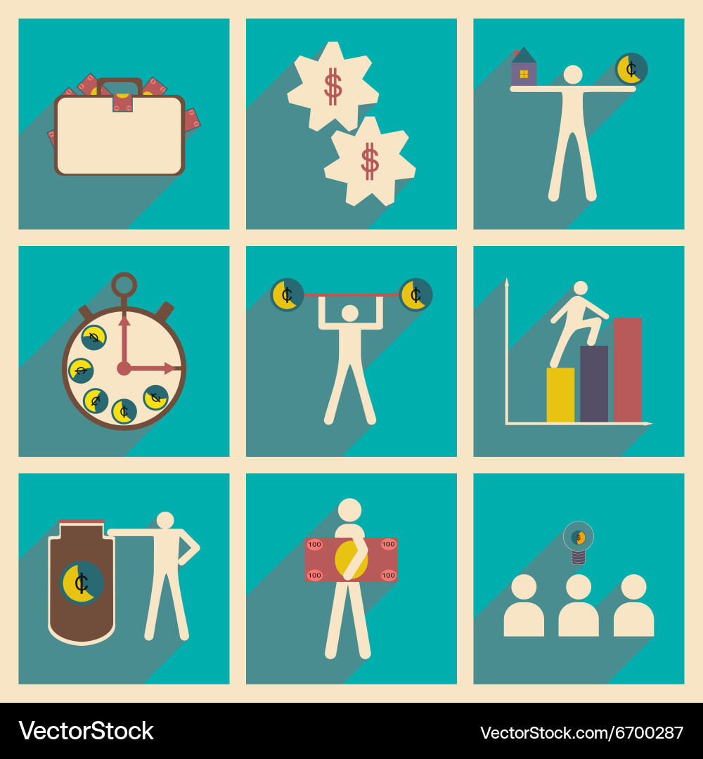 Flat with shadow concept stylish business icons Vector Image