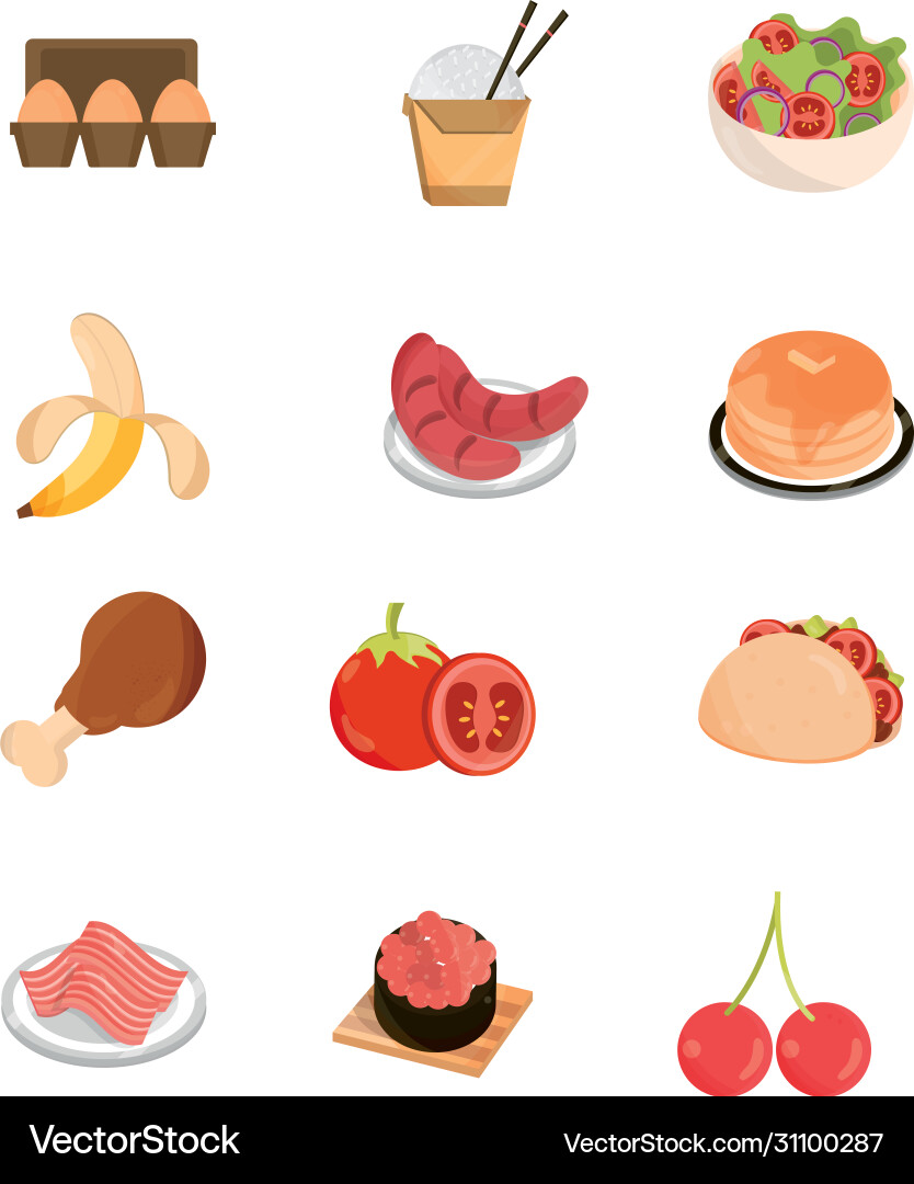 Food menu restaurant snack ingredient flat style Vector Image