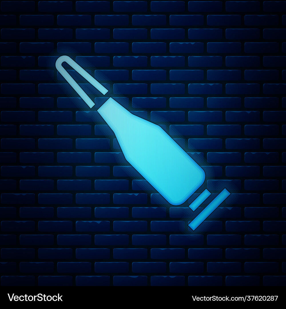 Glowing neon bullet icon isolated on brick wall Vector Image