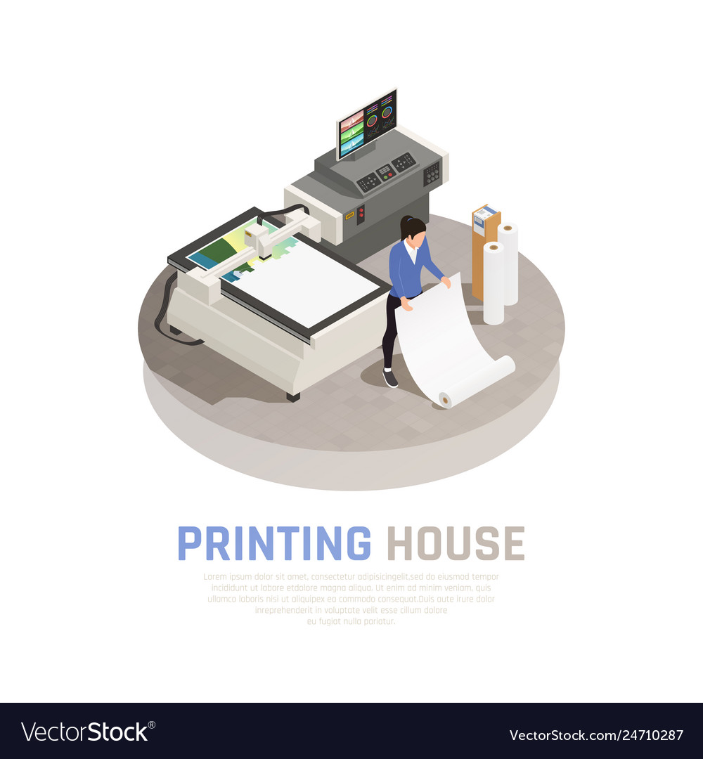 Isometric printing house polygraphy composition Vector Image
