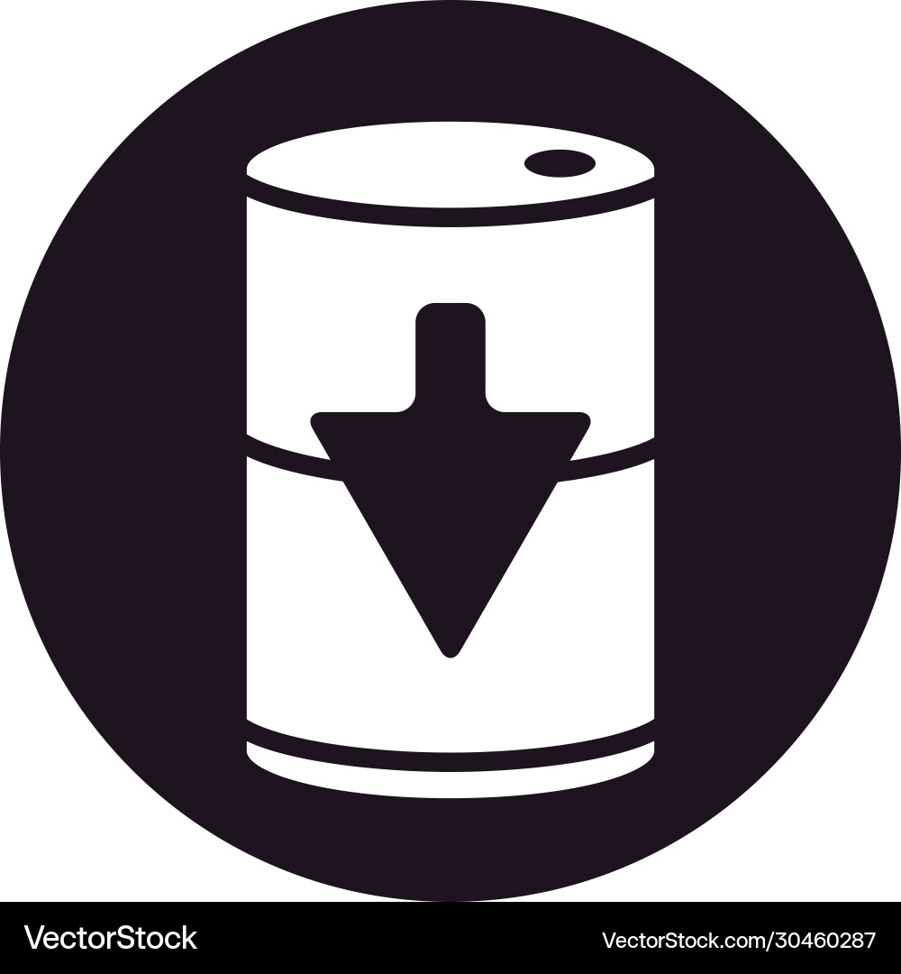 Oil crash concept barrel with arrow down icon Vector Image