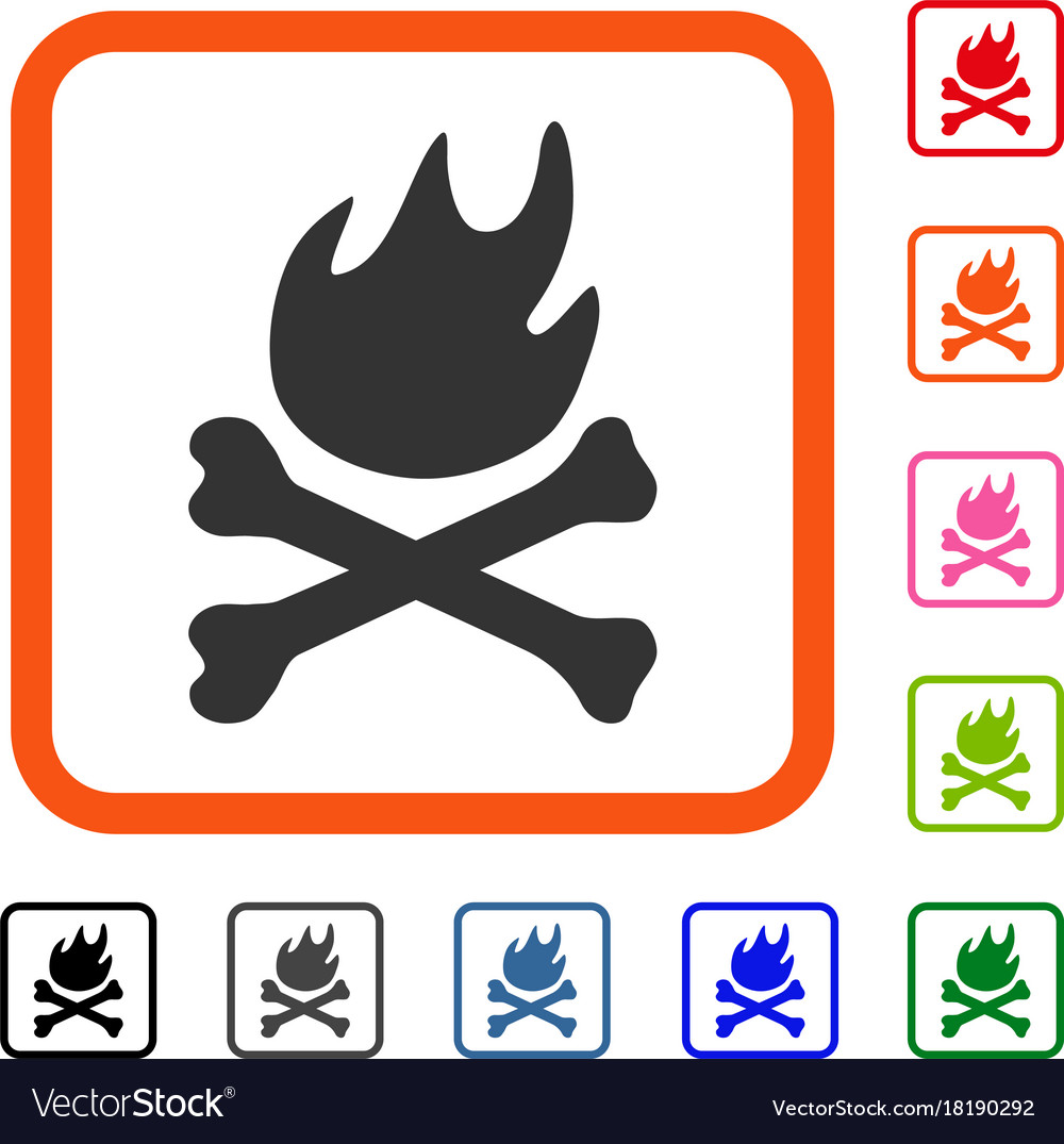 Bones hell fire framed icon Royalty Free Vector Image
