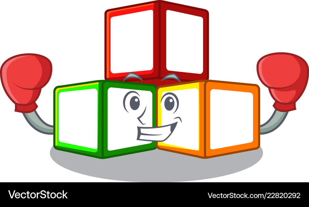 Boxing bright toy block bricks on cartoon Vector Image