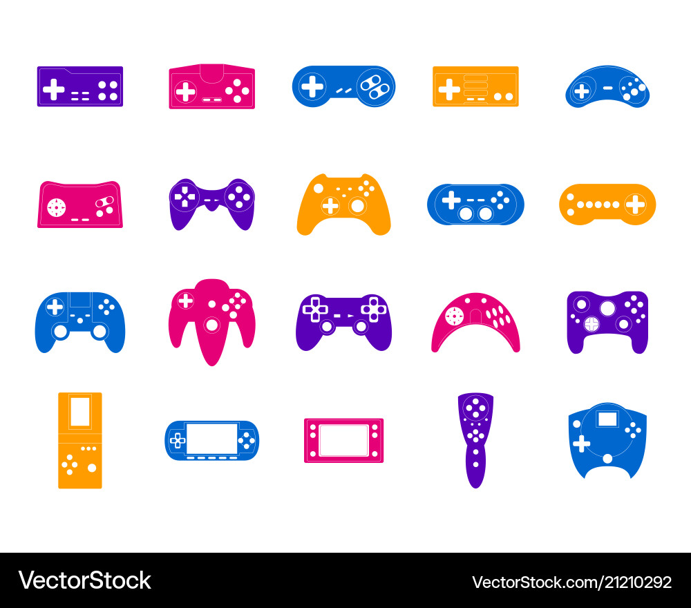 Cartoon color gamepad icon set Royalty Free Vector Image