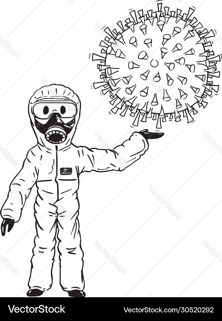 Cartoon man wearing protective suit and face Vector Image