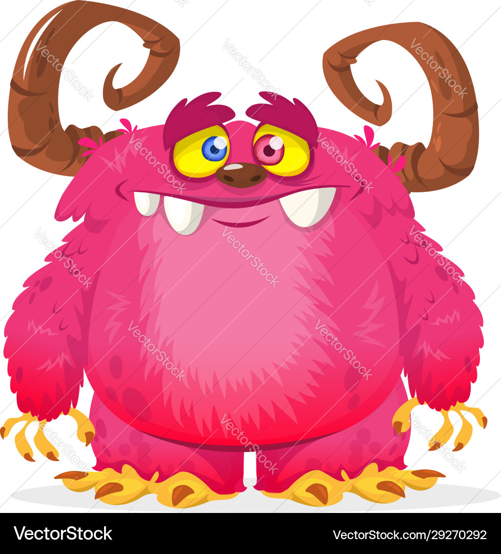 Cartoon pink monster troll with surprised Vector Image