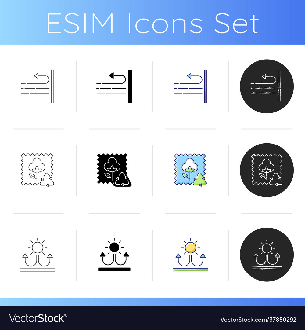 Different types fabric feature icons set Vector Image Different types fabric feature icons set Vector Image