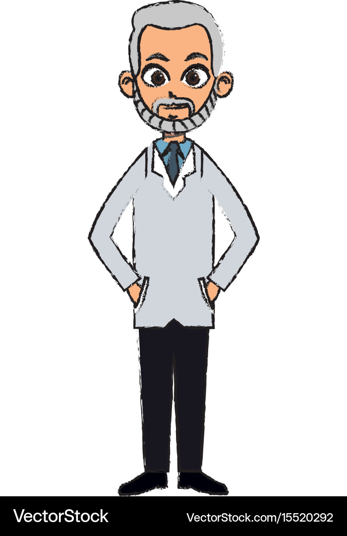 Drawing portrait doctor man character standing Vector Image