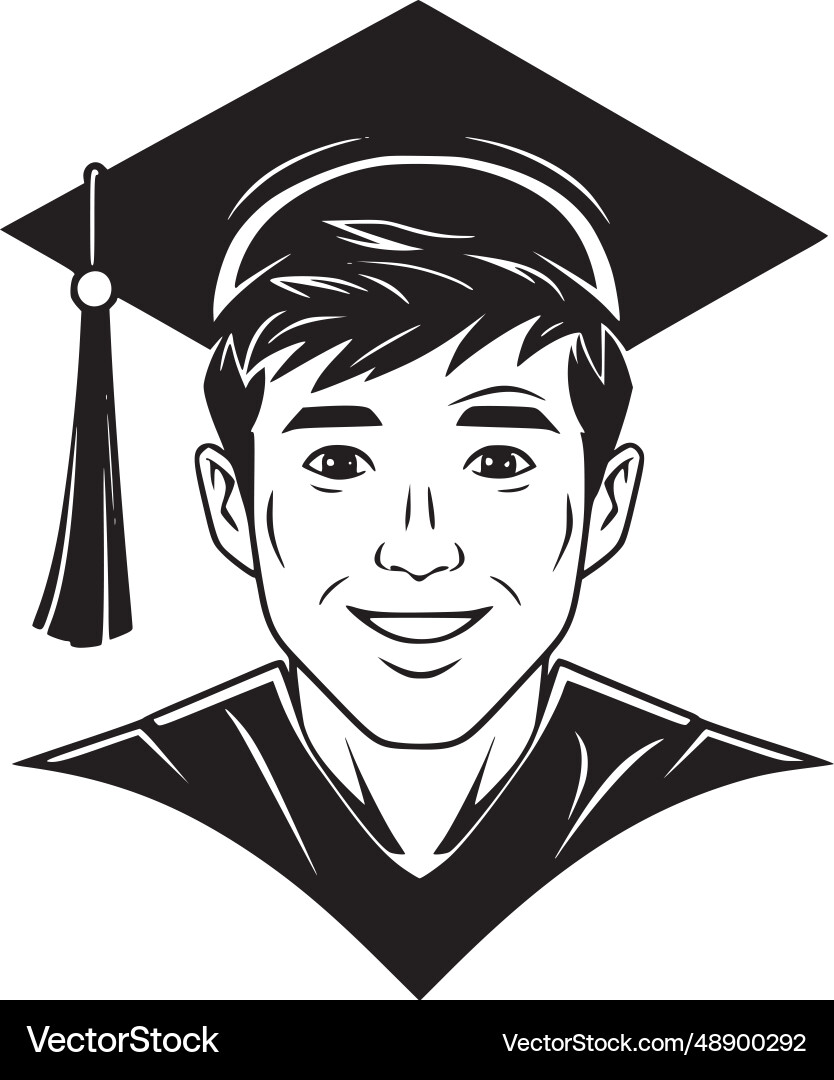 Graduation - black and white isolated icon Vector Image
