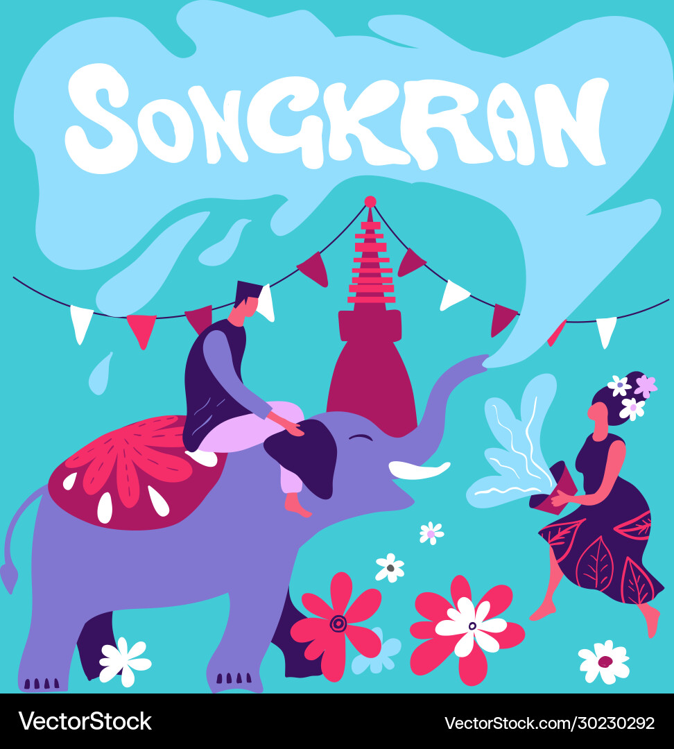 Hand drawn songkran concept Royalty Free Vector Image