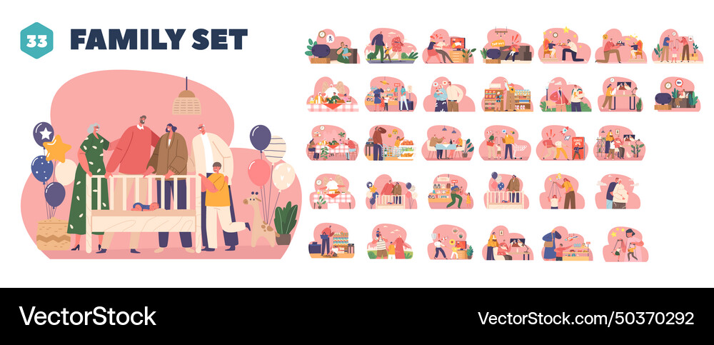 Isolated elements with cartoon family Royalty Free Vector