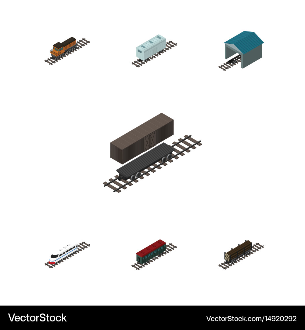 Isometric train set of train delivery tank Vector Image