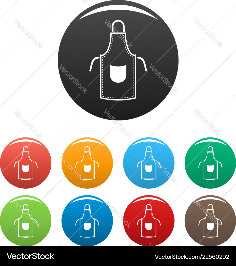 Leather apron icons set color Royalty Free Vector Image