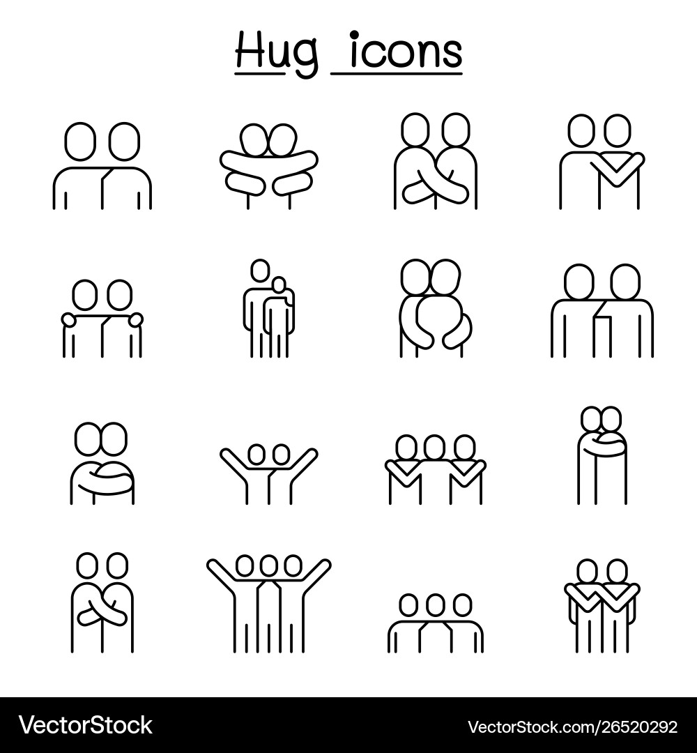 Lover hug friendship relationship icon set Vector Image