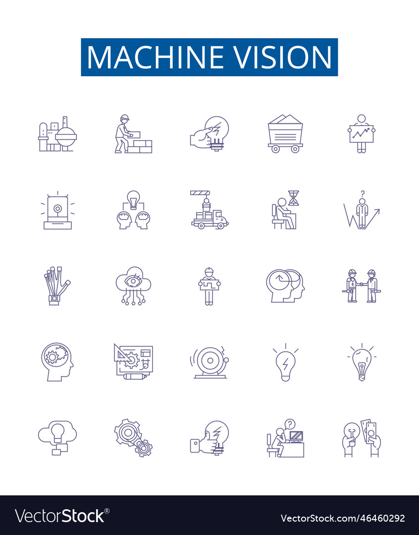 Machine vision line icons signs set design Vector Image Machine vision line icons signs set design Vector Image