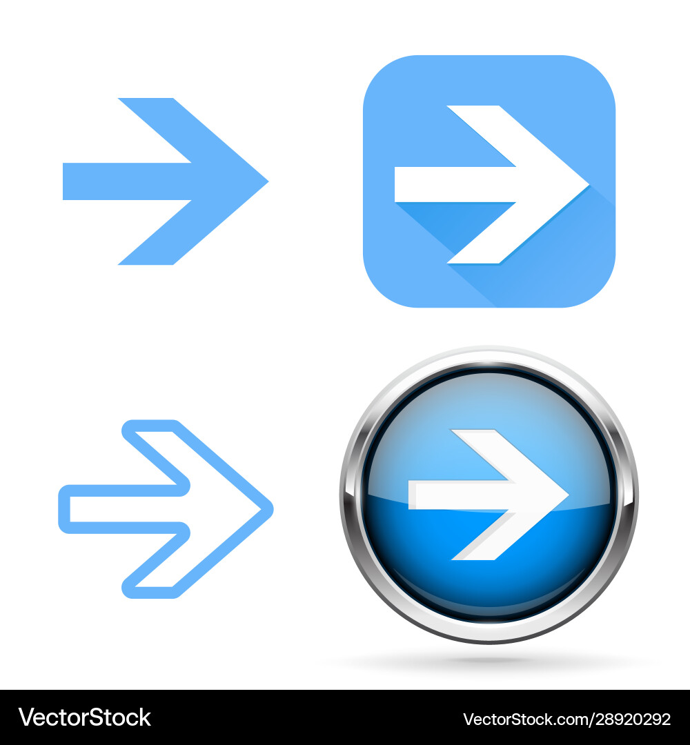 Next signs blue buttons and icons Royalty Free Vector Image