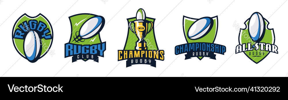 Set of logos rugby emblems colorful collection Vector Image