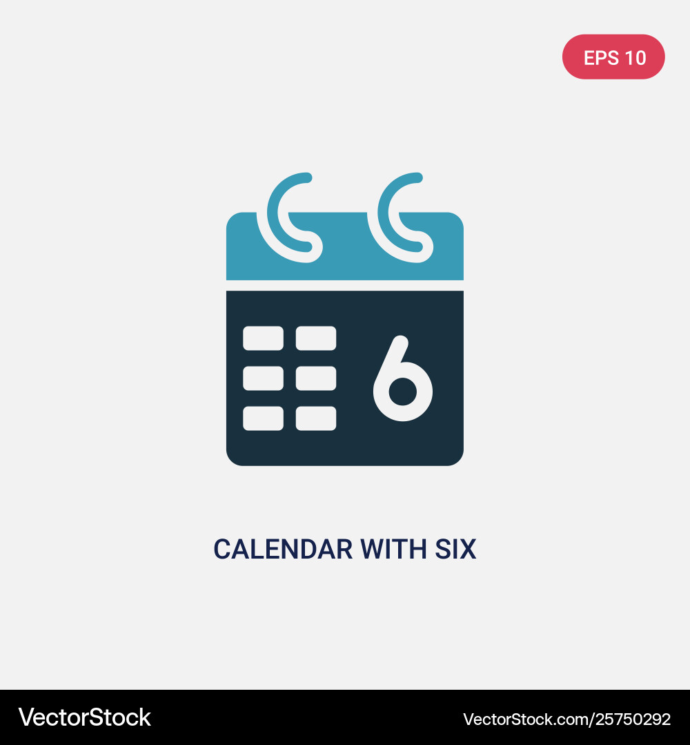 Two color calendar with six days icon from tools Vector Image