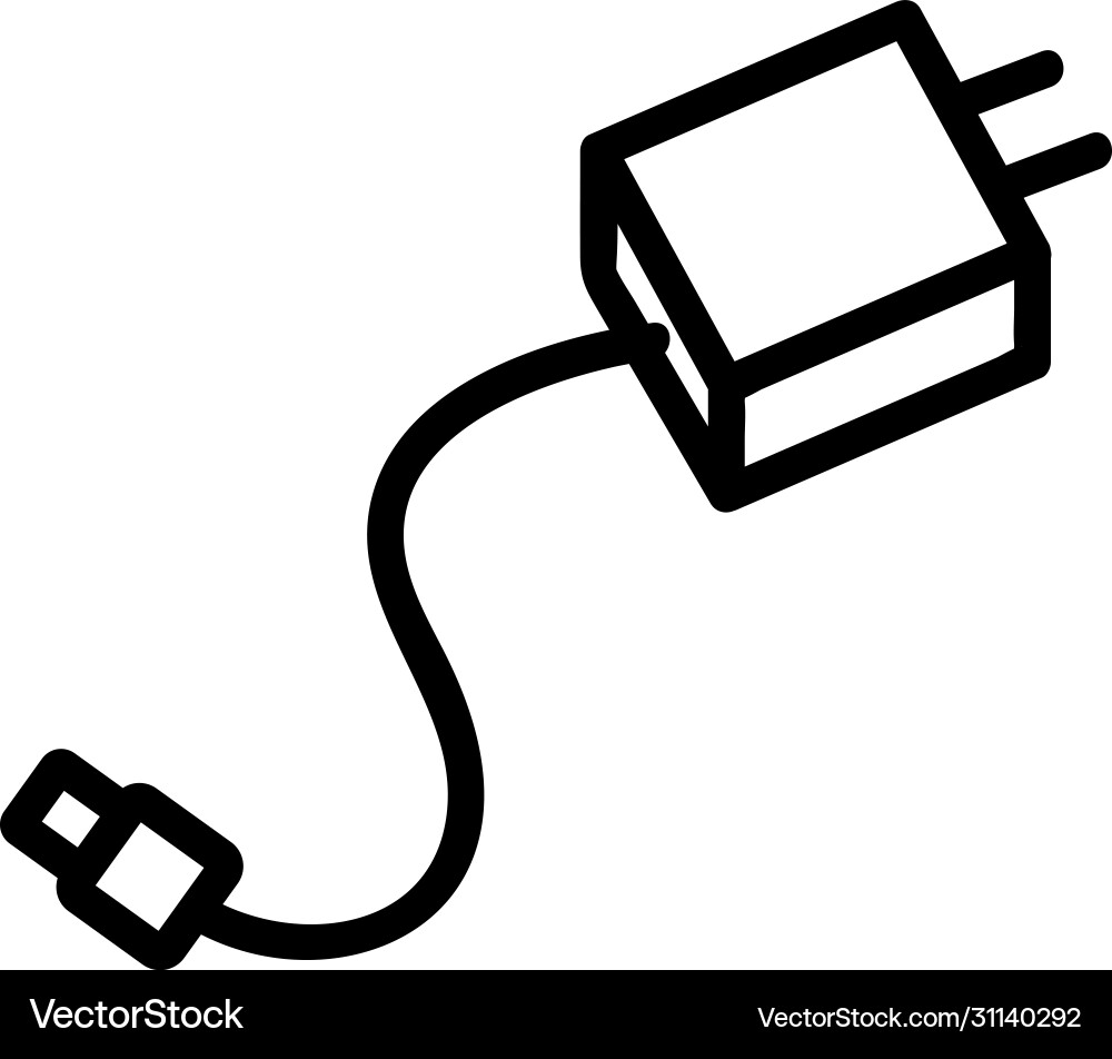 Wire and charging power supply icon outline Vector Image