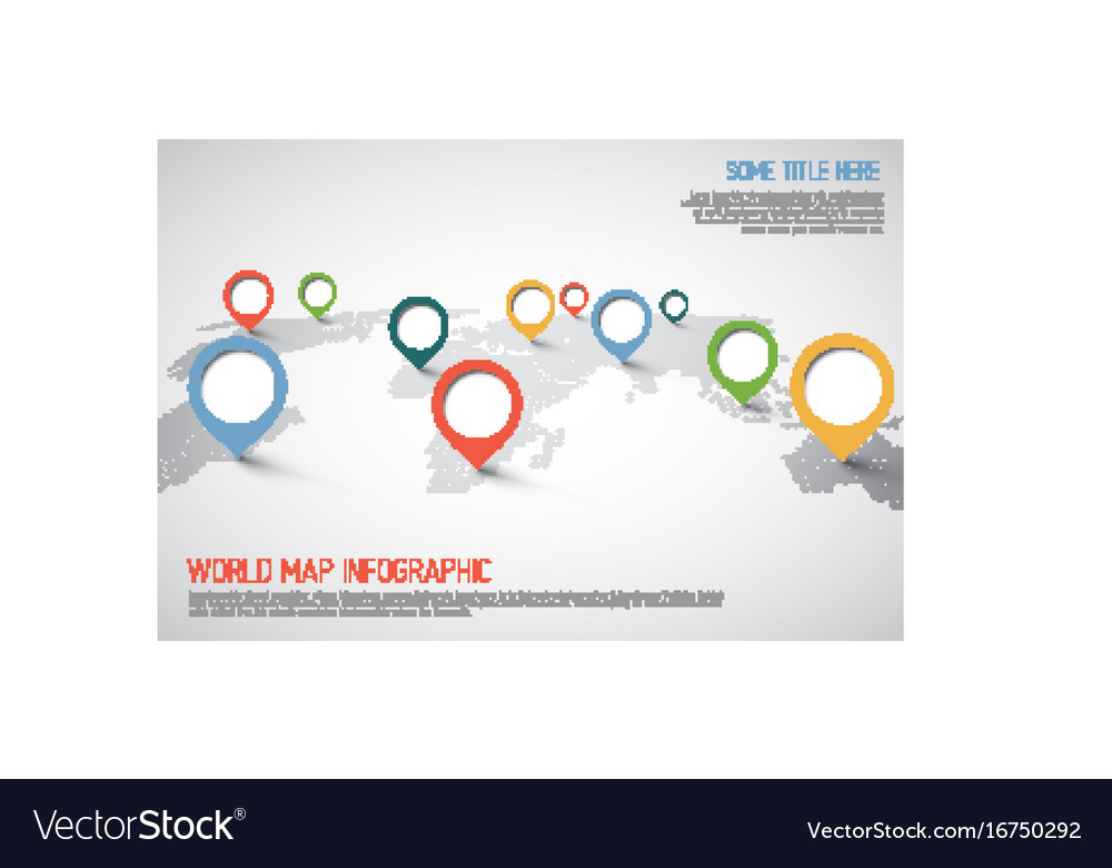 World map with pointer marks Royalty Free Vector Image