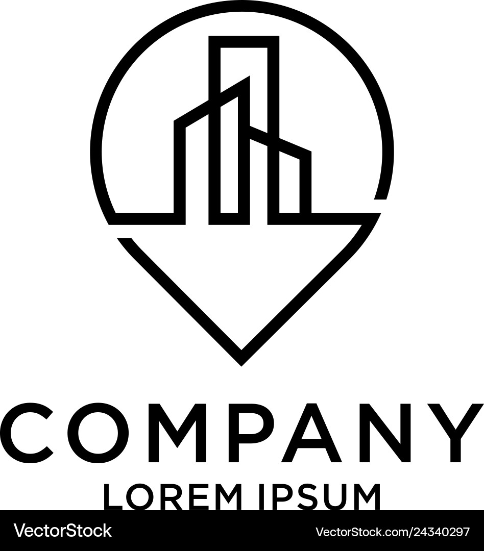 Abstract building pin symbol logo Royalty Free Vector Image