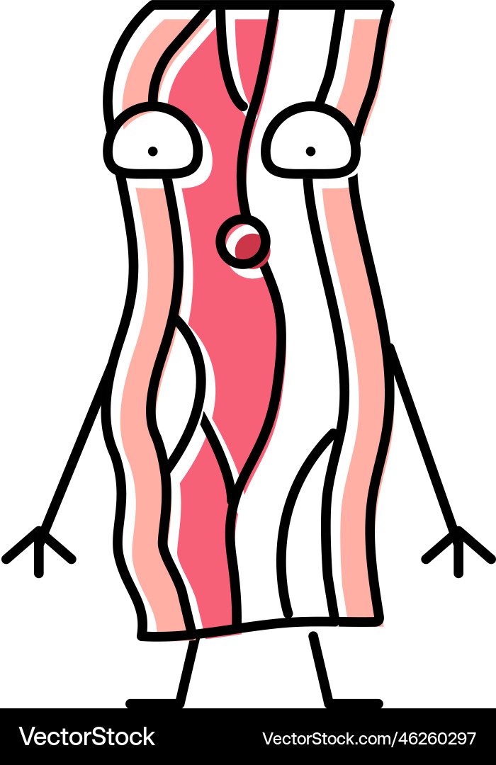 Bacon meat character color icon Royalty Free Vector Image